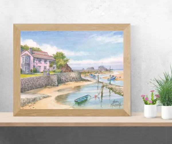 Efford Cottage at Low Tide Art Print - Visit Bude | Holidays in Cornwall